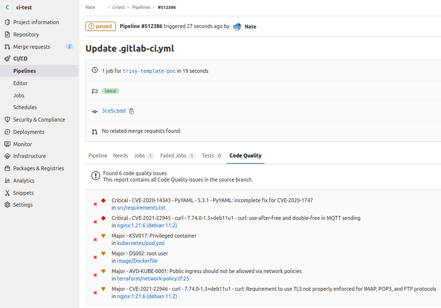 GitLab CI - Trivy